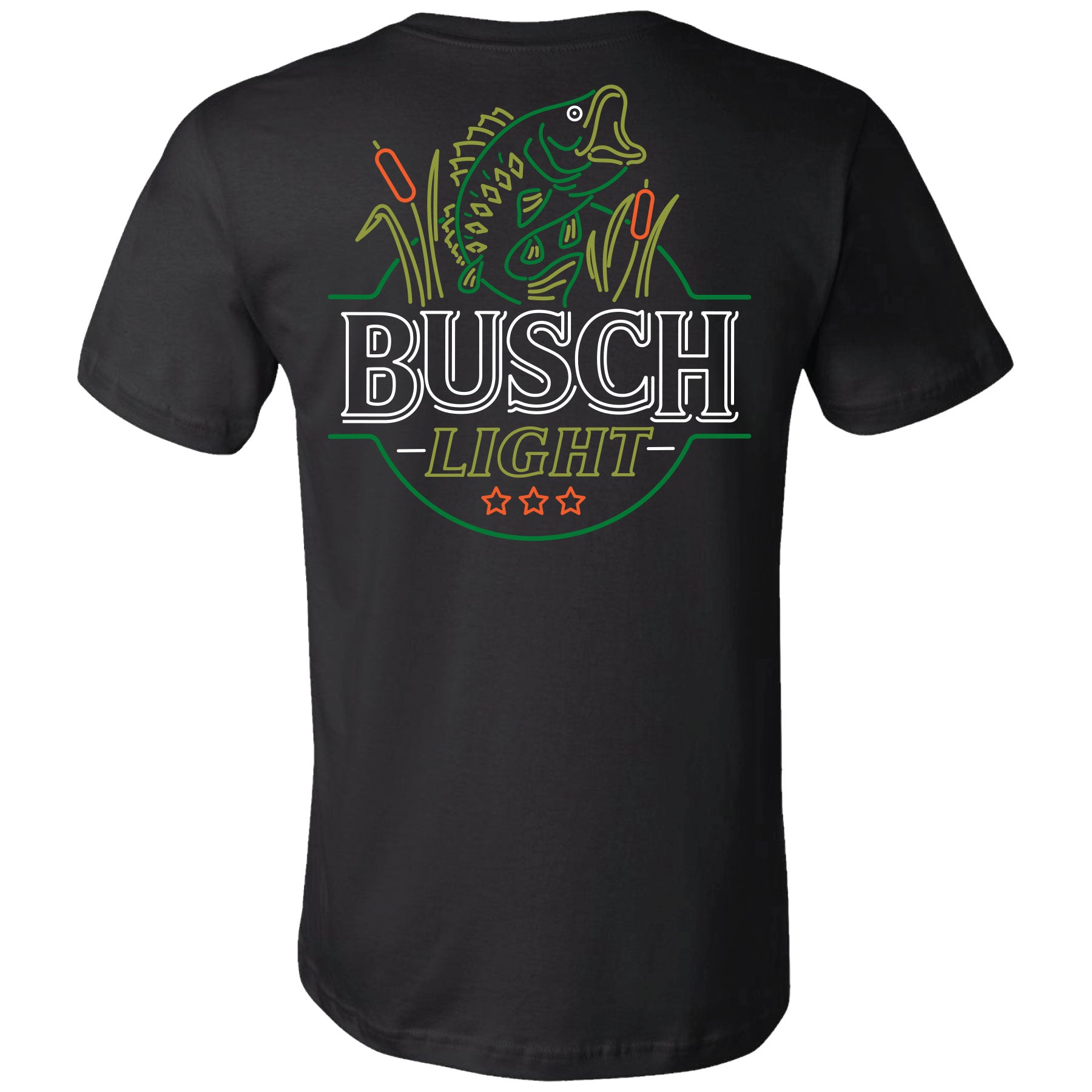 Busch Light - Fishing/Wildlife - Neon Bass 2-sided T-shirt - Brew City ...