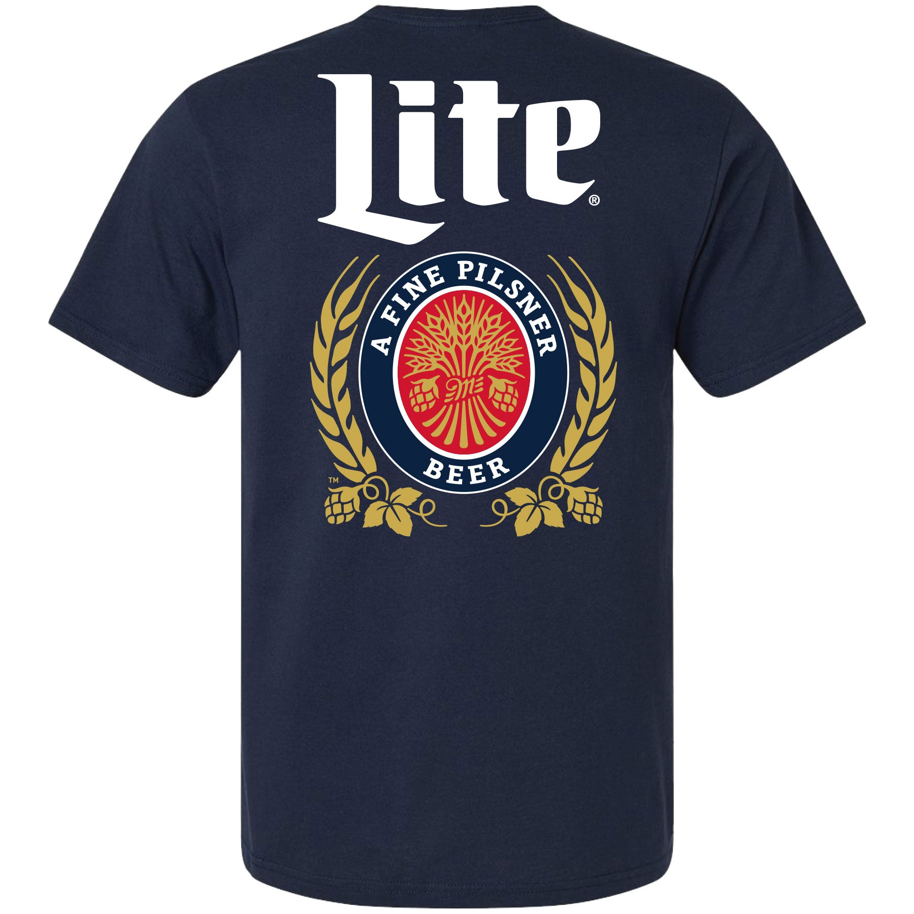 Miller Lite - Can Crest and Logo 2-sided T-shirt - Brew City Beer Gear