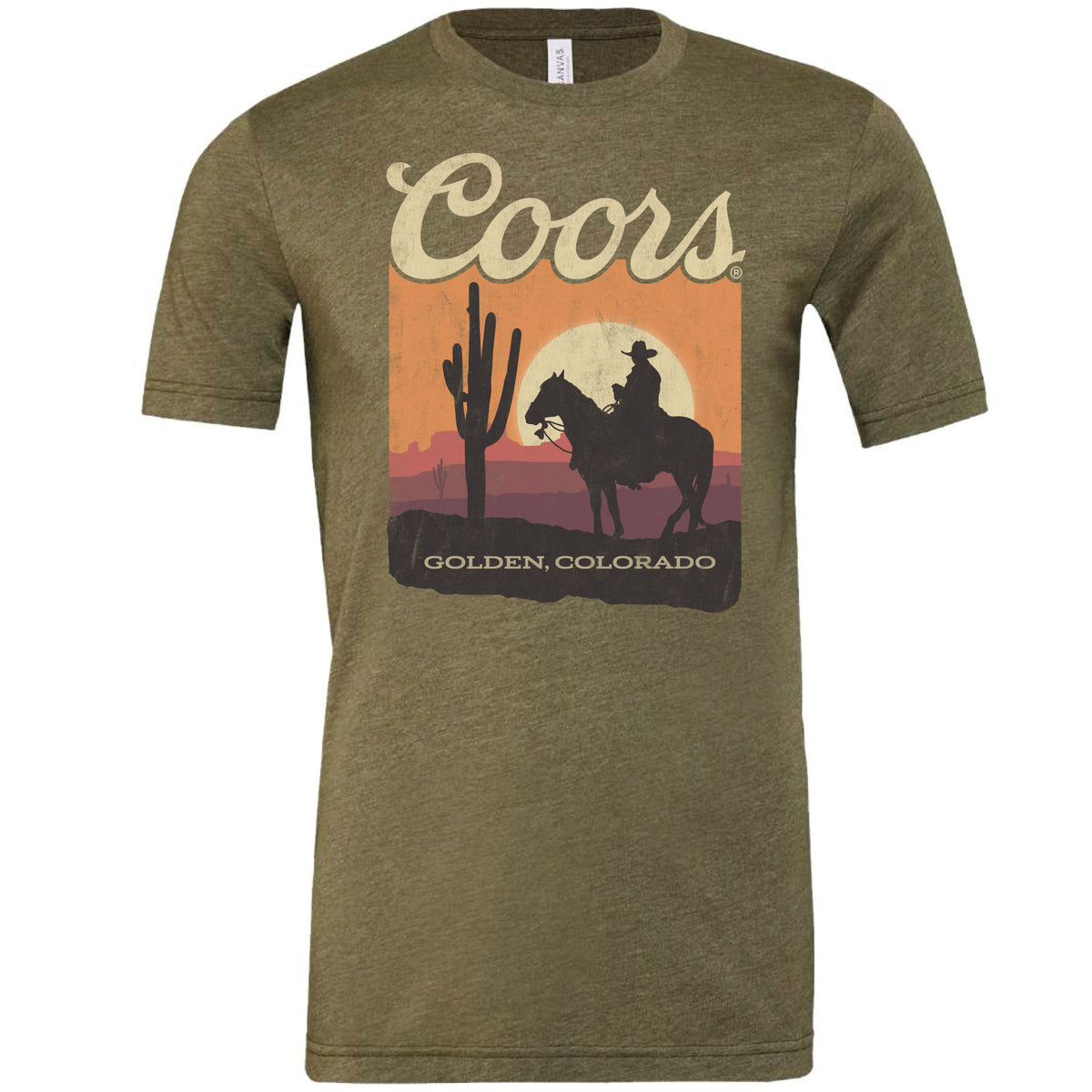 Coors Banquet Rodeo Cowboy Sunset Scenic T-shirt - Brew City Beer Gear